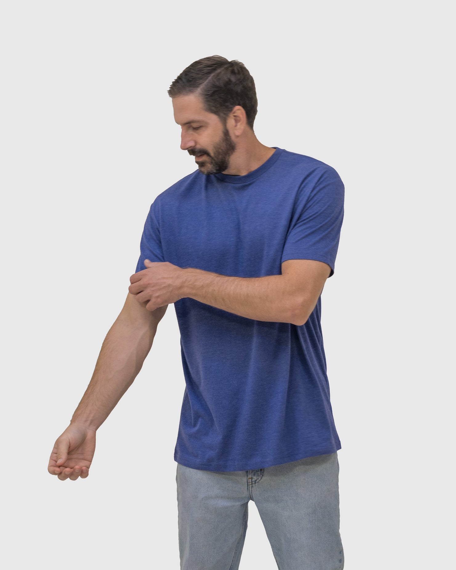 Men's Heather Navy Crew Neck Premium T-Shirt | Confidence in Every Fit ...
