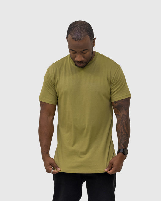 Men's Olive Green Crew Neck Premium T-Shirt | Confidence in Every Fit ...