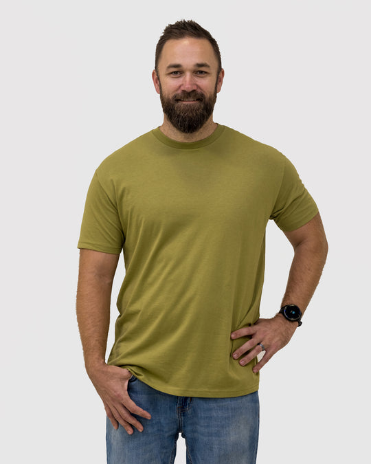Men's Olive Green Crew Neck Premium T-Shirt | Confidence in Every Fit ...