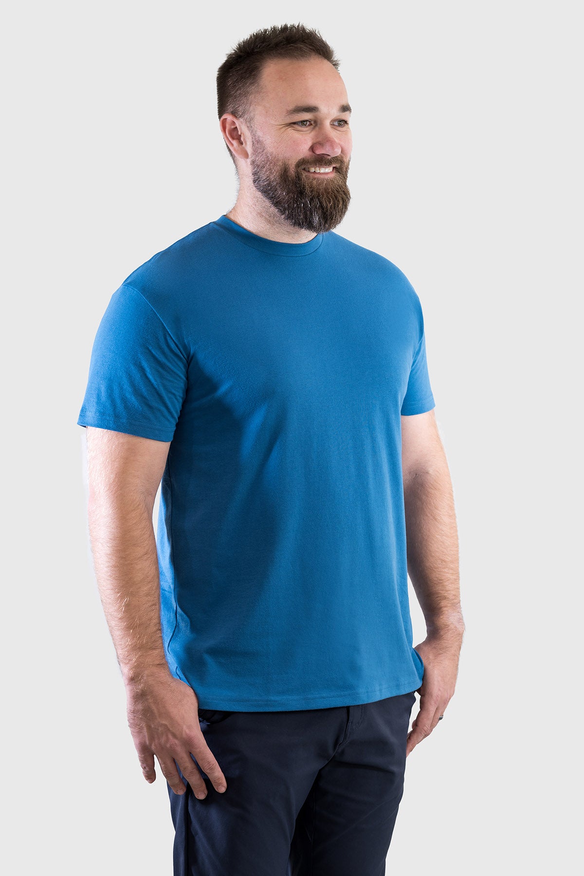 Men's Sapphire Blue Crew Neck Premium T-Shirt | Tailored Comfort – EPIC ...