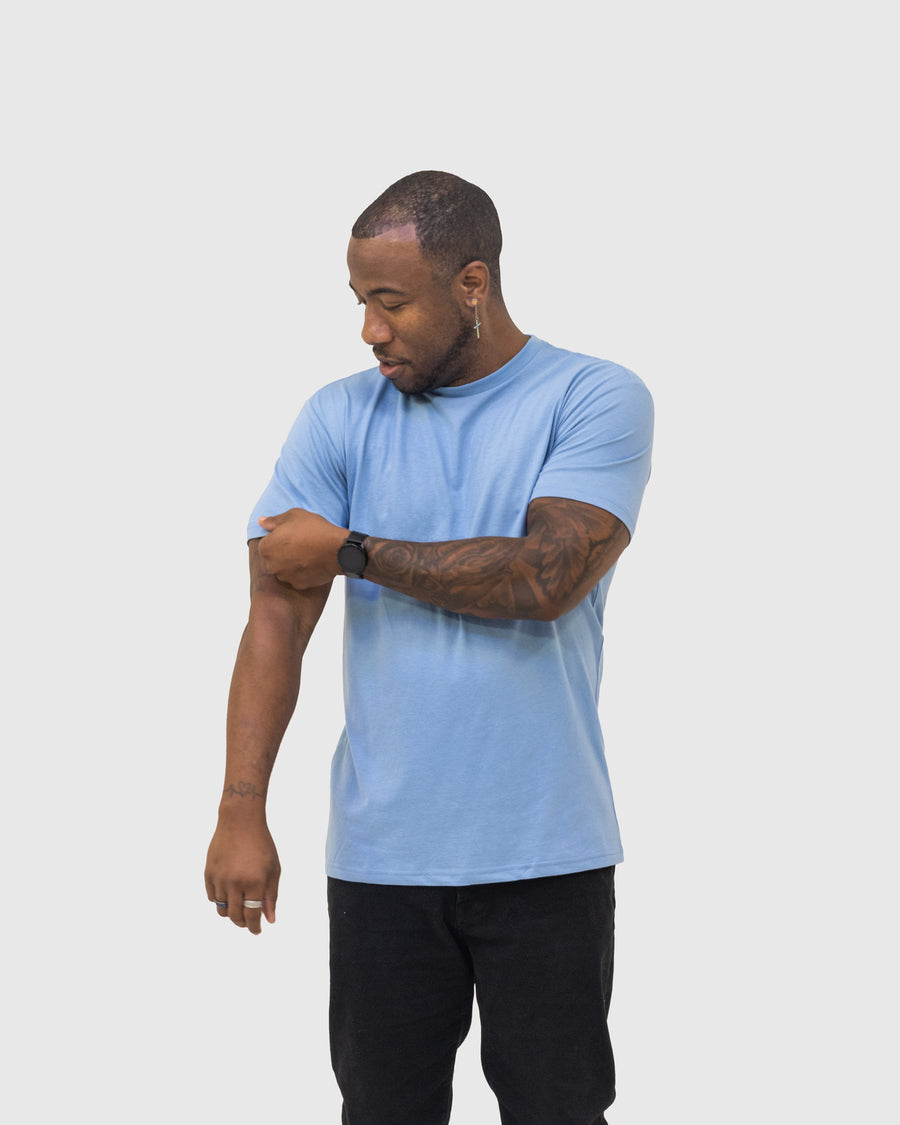 Men's Sky Blue Crew Neck Premium T-Shirt | Confidence in Every Fit ...