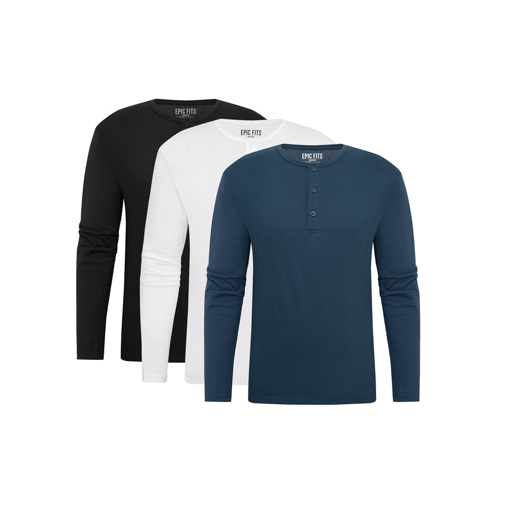 Men's Standard Long Sleeve Henley T-Shirts 3-Pack – EPIC FITS