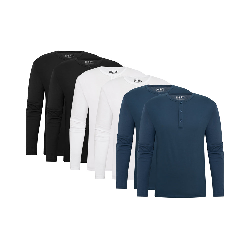 Men's Standard Long Sleeve Henley T-Shirts 6-Pack – EPIC FITS