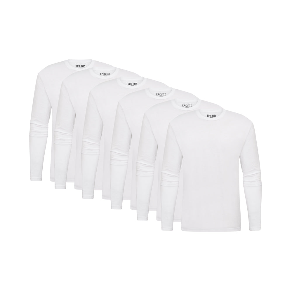 Men's White Long Sleeve Crew Neck T Shirt Pack of 6 – Buy Now | EPIC FITS